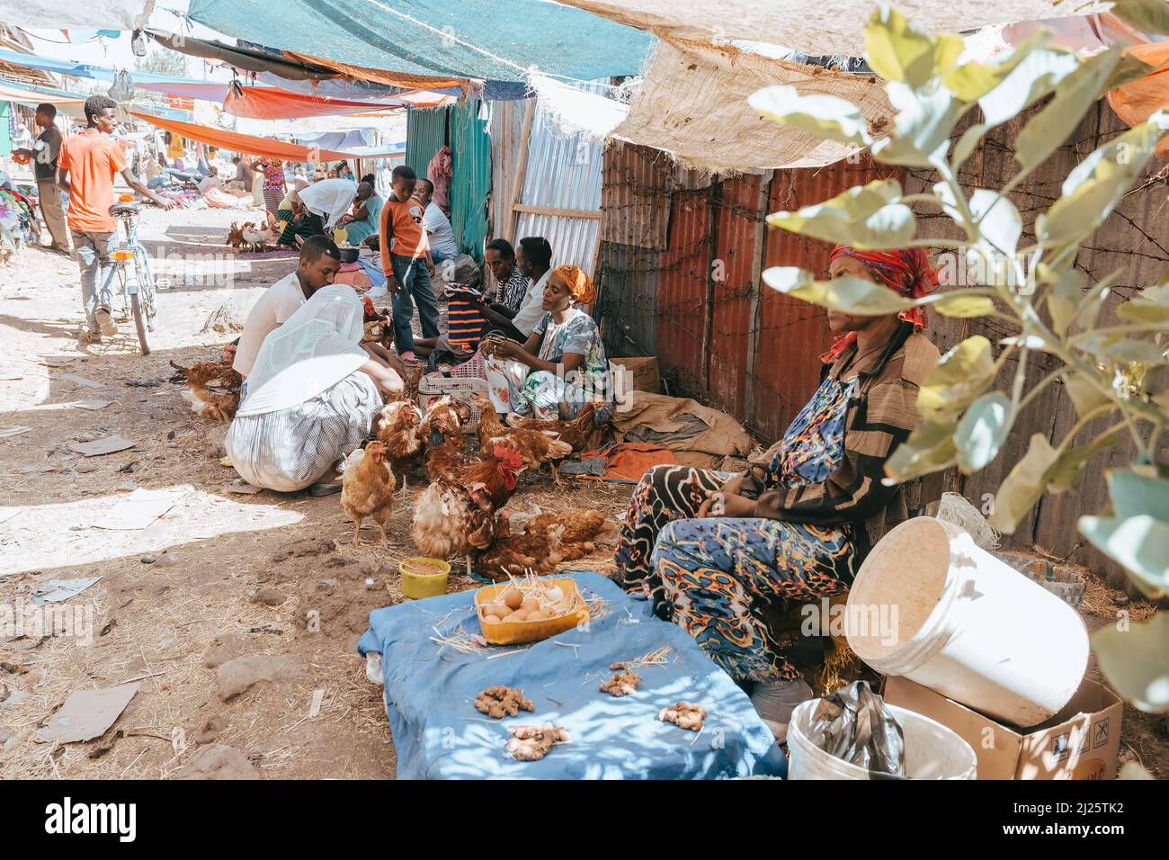 Mojo, Oromia Region, Ethiopia - May 16, 2019: Woman at the market ...