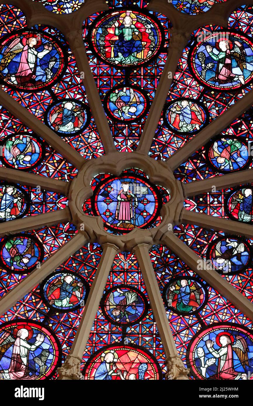 Saint Jean ( St John ) cathedral. Stained glass. The window of the two ...