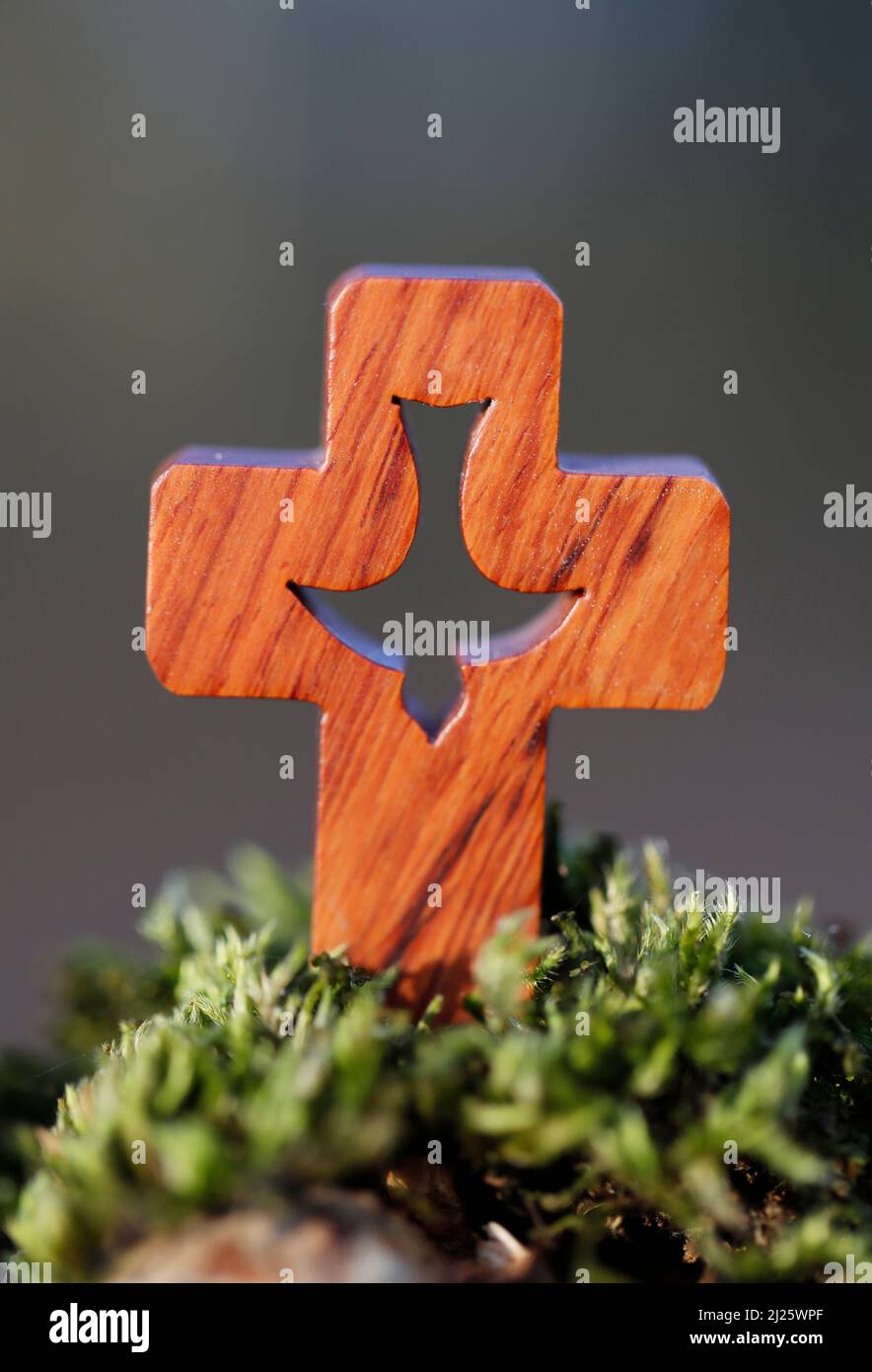 Christian wooden cross in nature. Symbol of chritianism Stock Photo - Alamy
