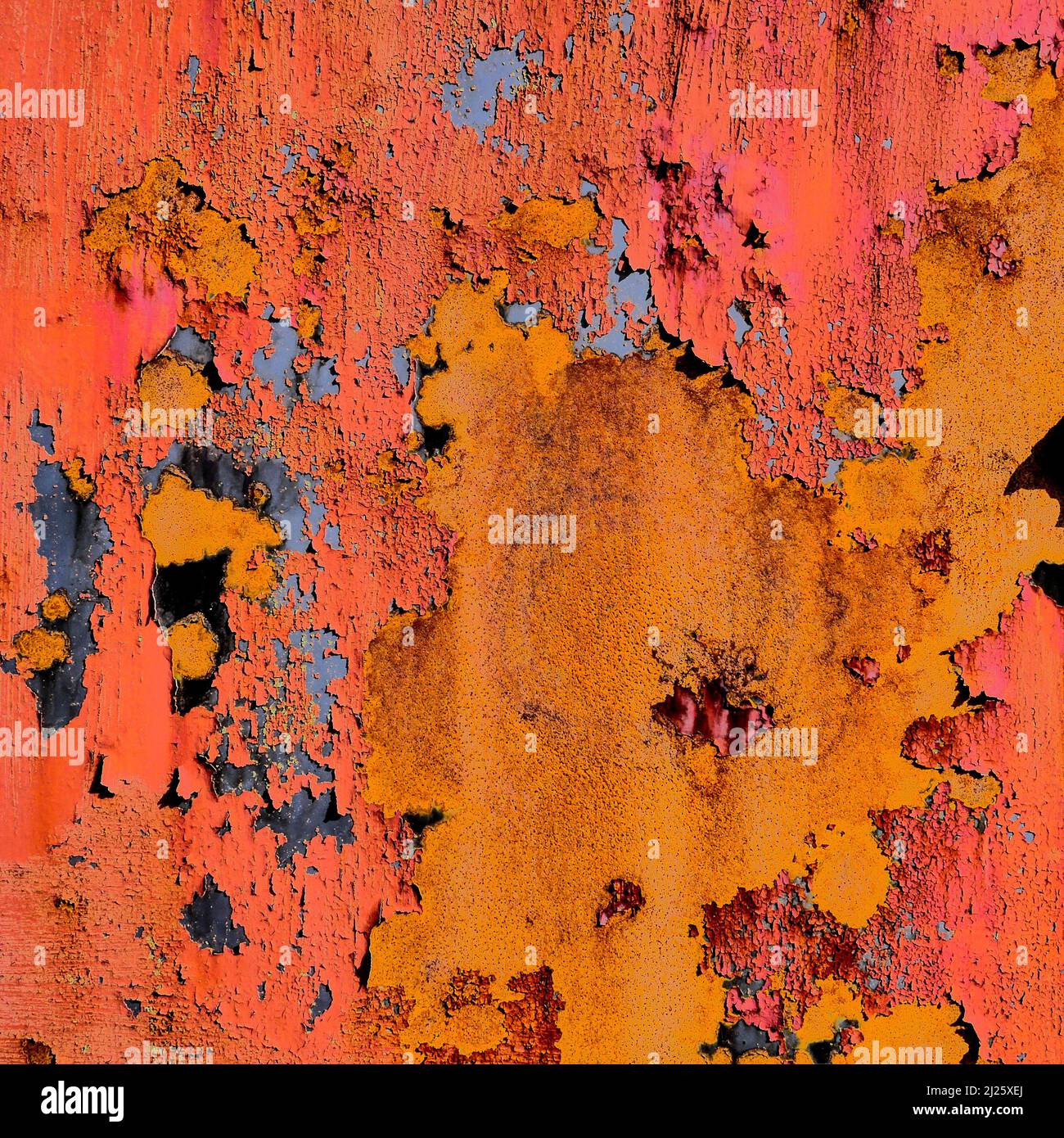 Chipped paint on rusted metal plate, Nord, Hauts-de-France, France ...