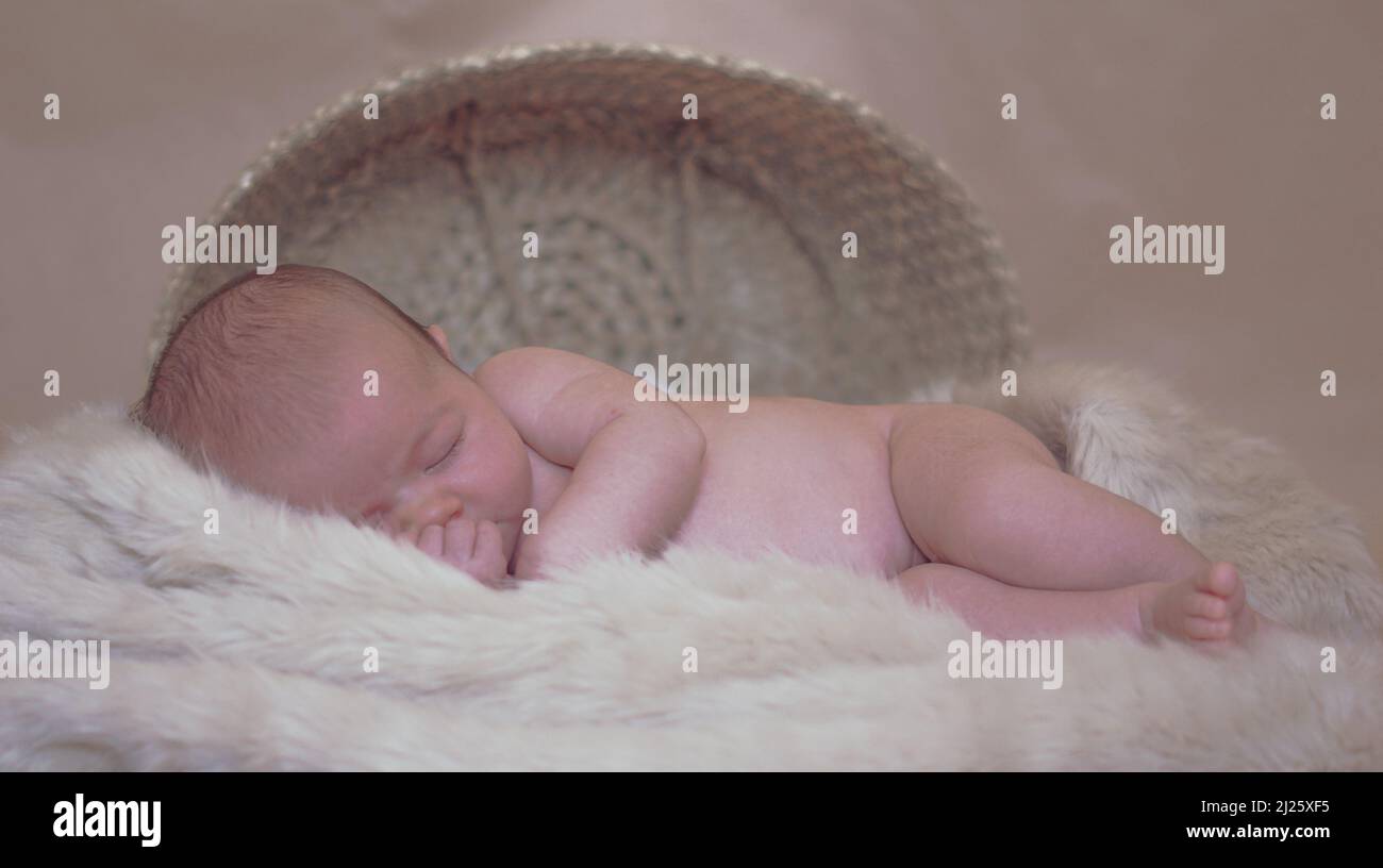 Newborn shooting in aesthetic studio - Cute little baby sleeping ...