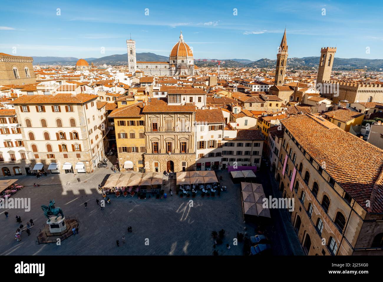 Aerial view on the old town of Florence with famous Duomo cathedral on ...