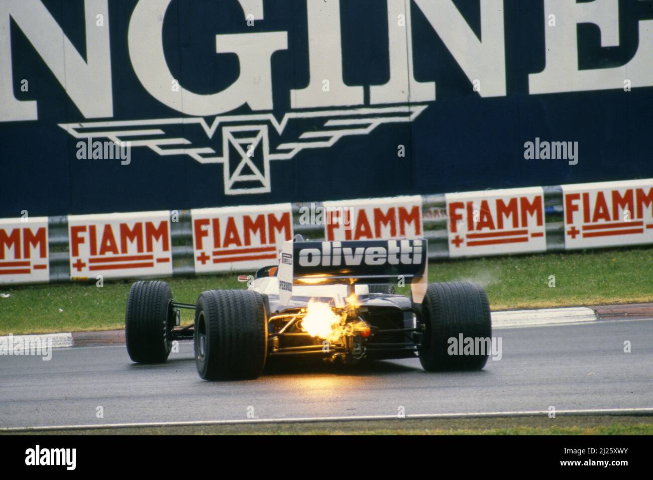Francois Hesnault (FRA) Brabham BT54 Bmw spin at Tosa corner Stock ...
