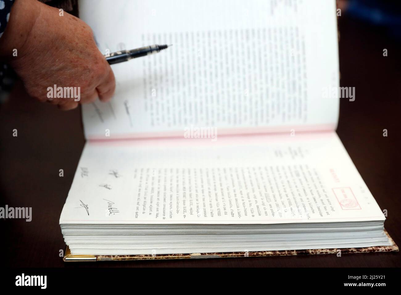 City hall. Old wedding registration book Stock Photo - Alamy