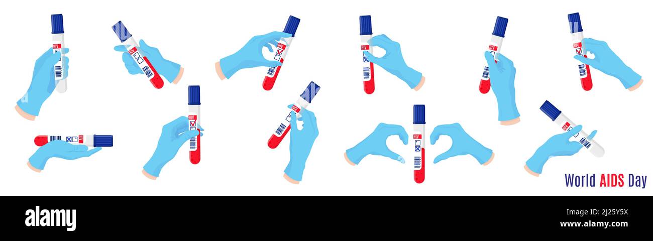 Vector set of cartoon illustration with doctors hands in blue gloves ...