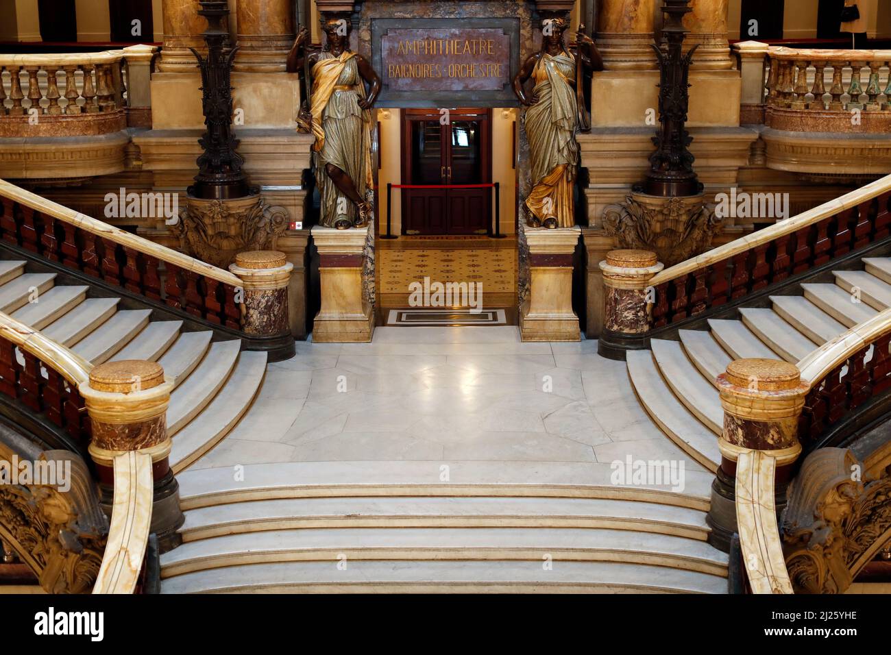 Entry stairs of the Opera National de Paris Garnier. Built from 1861 to ...