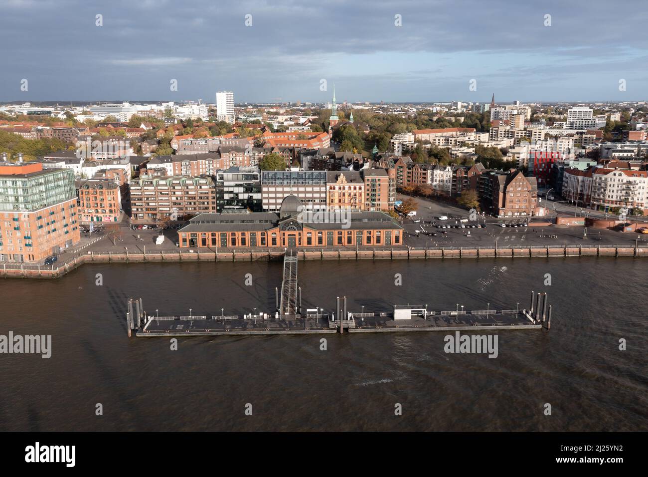 aerial view of historic fish market hall in altona district of hamburg ...