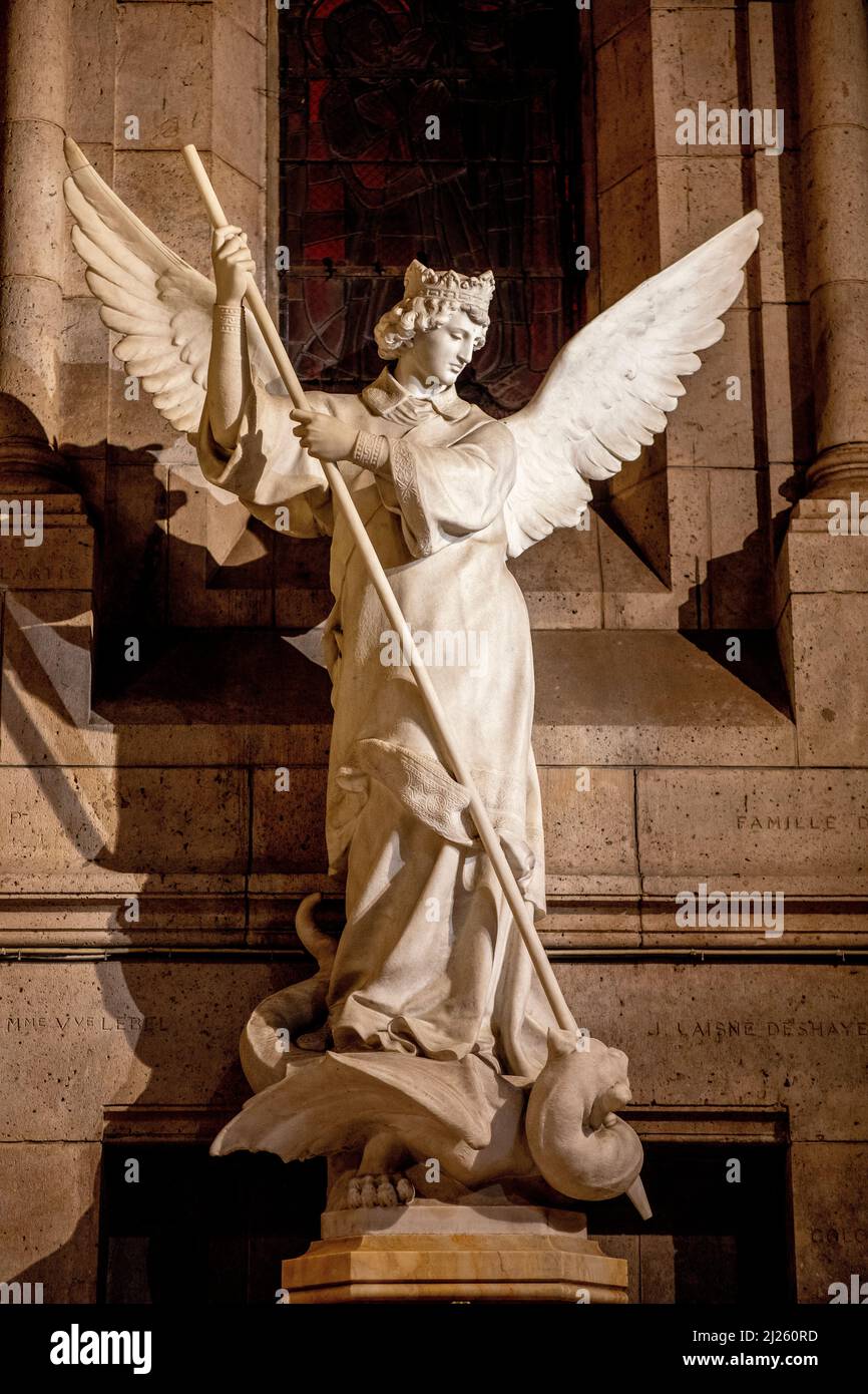 Basilica of the Sacred Heart, Paris, France. Saint Michael statue Stock ...