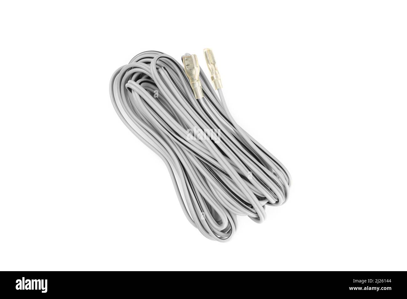 Long gray cable isolated on white background Stock Photo - Alamy