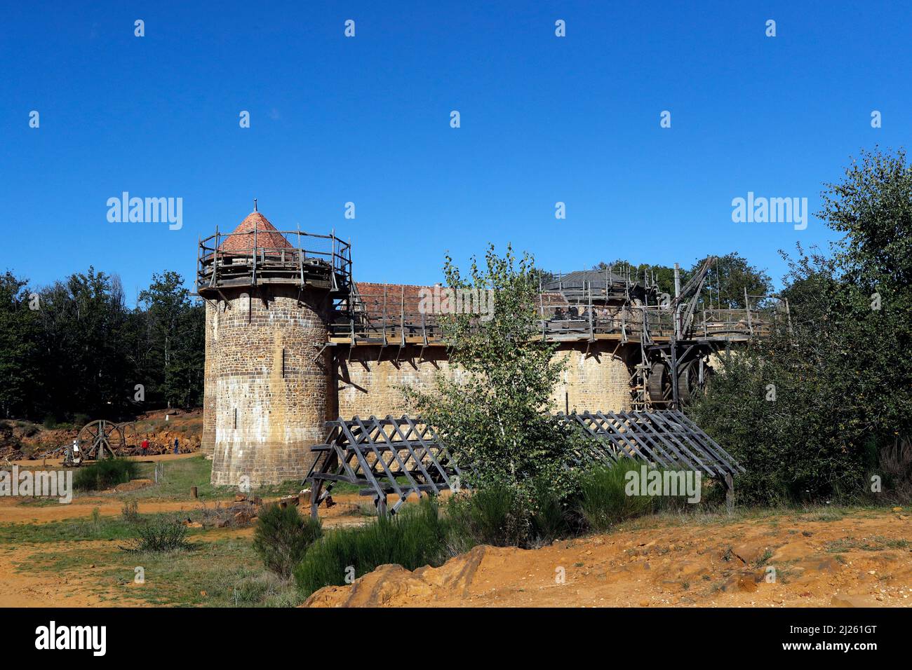 Guedelon Castle, medieval-site. Construction of a castle, using the ...