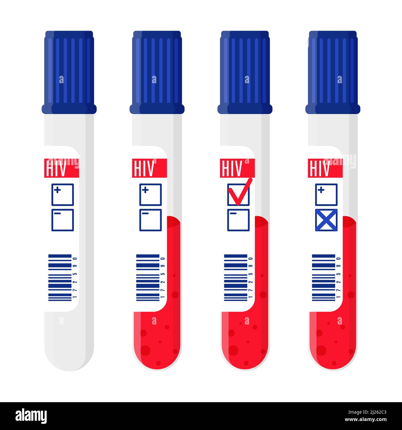 Vector cartoon illustrations set of test tubes with blood testing for ...