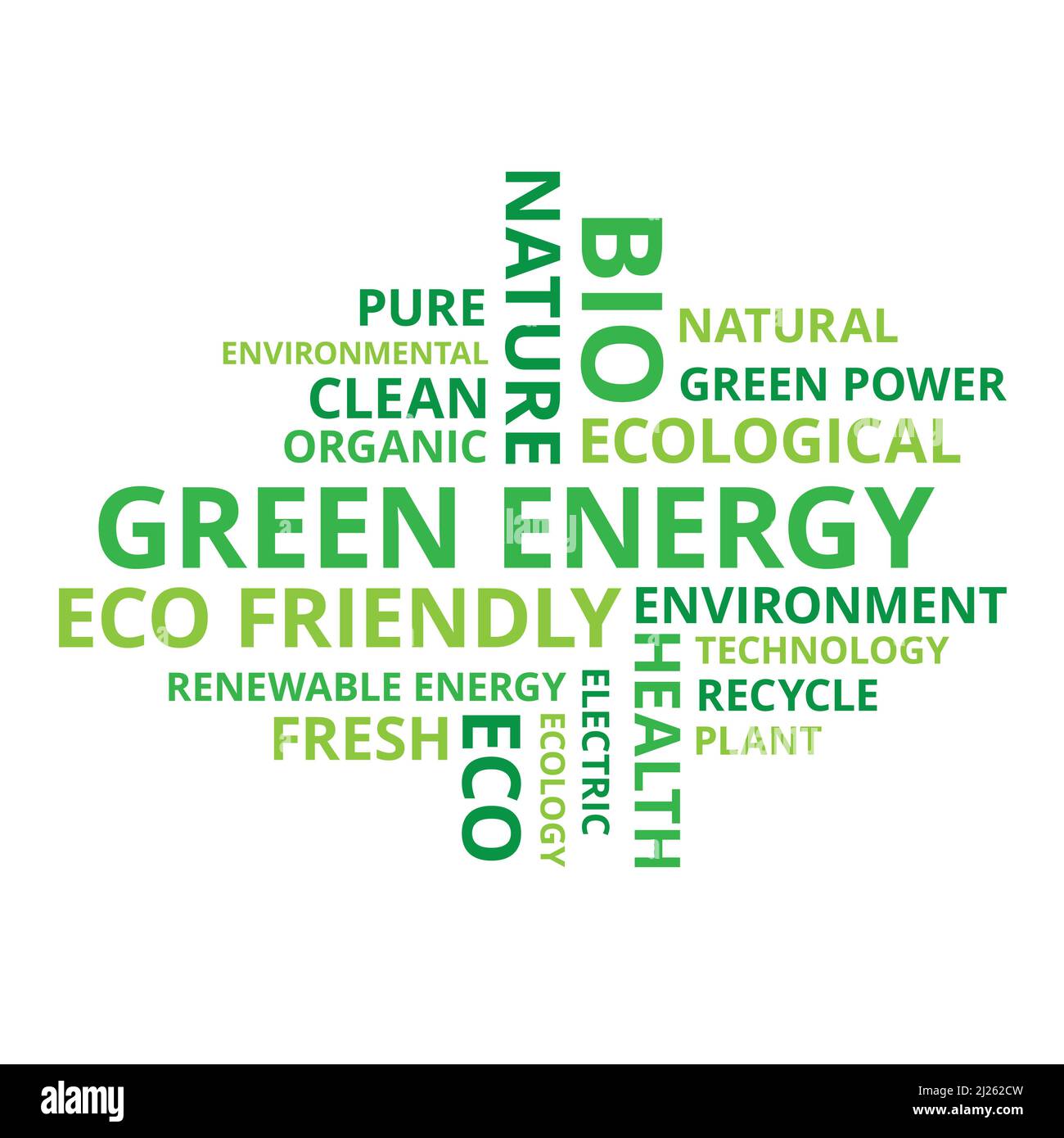 Green power word cloud, lot of text about renewable energy Stock Vector ...