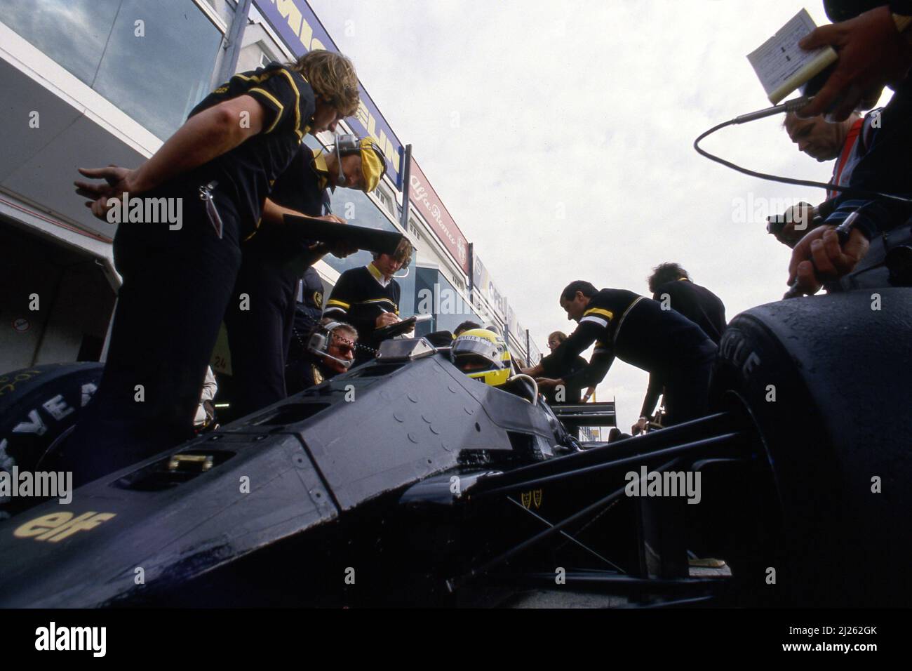 Ayrton Senna da Silva (BRA) Lotus 97T Renault during pit stop Stock ...