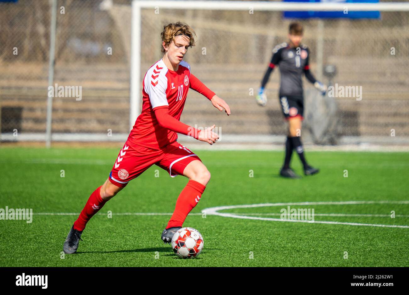 Ikast, Denmark. 29th, March 2022. Valdemar Andreasen (10) of Denmark ...