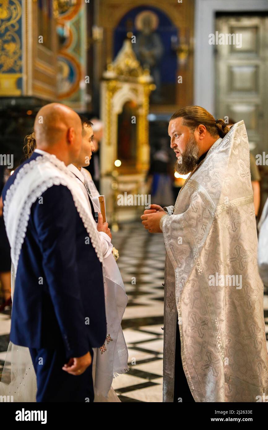Wedding in the cathedral of Christ's Nativity, Chisinau, Moldova Stock ...