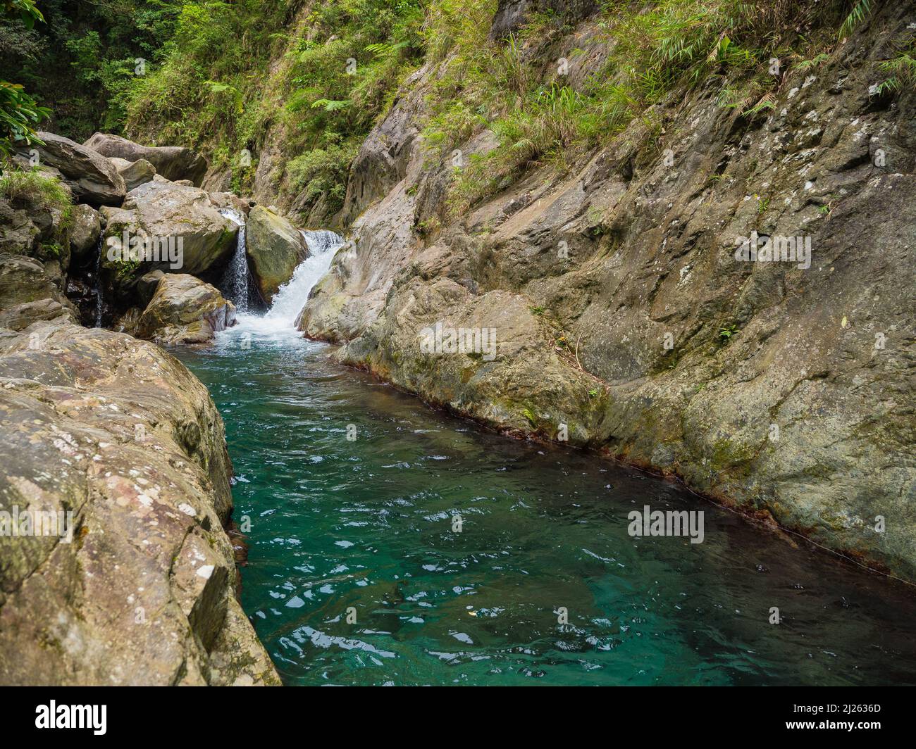 Calm stream with small waterfall in Yilan County, Taiwan Stock Photo ...