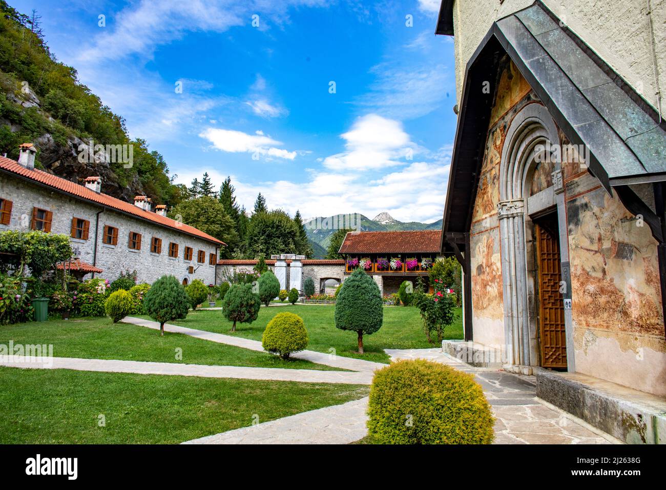 Moraca orthodox monastery, Kolasin province, central Montenegro Stock ...