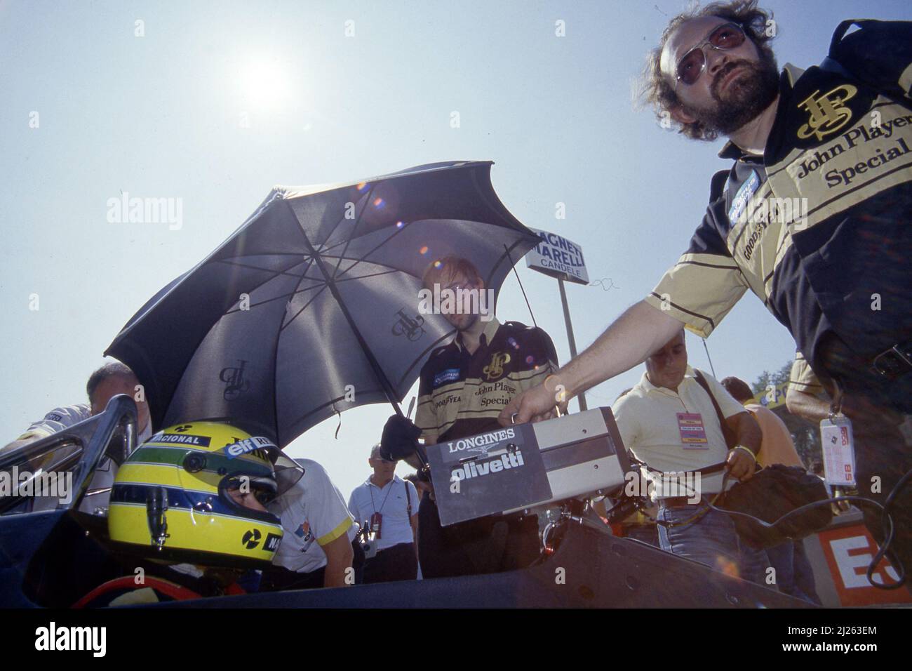 Ayrton Senna da Silva (BRA) Lotus 3rd position in the box Stock Photo ...