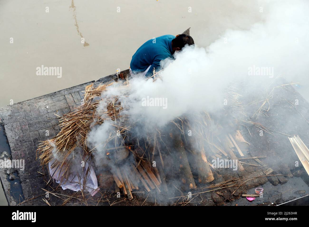 Arya Ghat cremation pyres, Hindu pilgrimage and cremation site ...