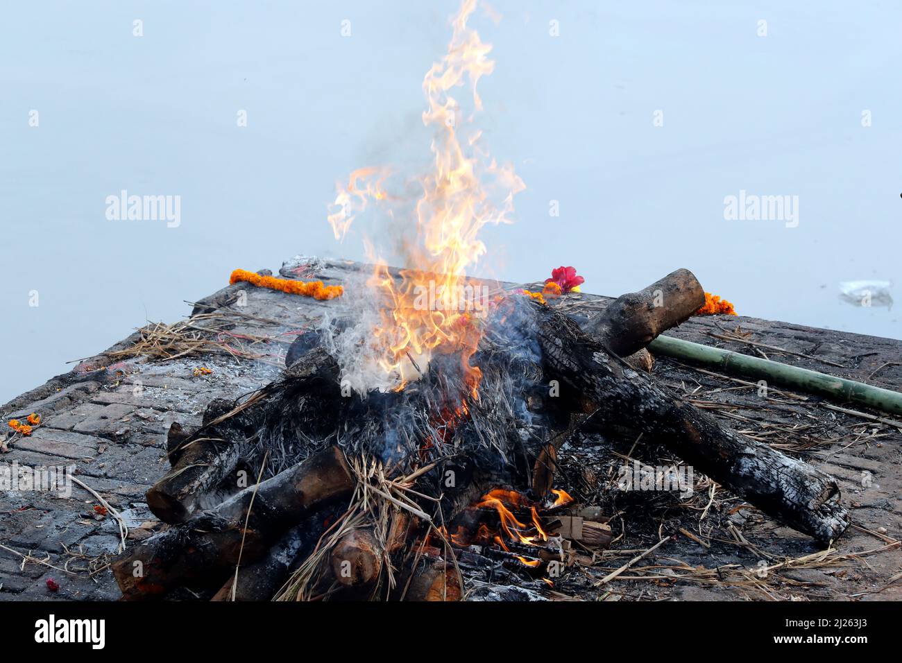 Arya Ghat cremation pyres, Hindu pilgrimage and cremation site ...