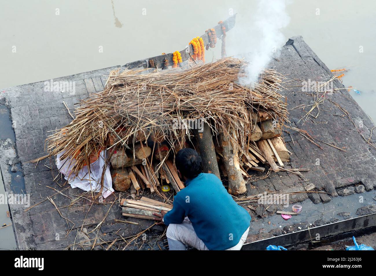 Arya Ghat cremation pyres, Hindu pilgrimage and cremation site ...