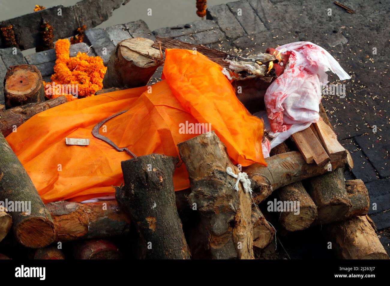 Arya Ghat cremation pyres, Hindu pilgrimage and cremation site ...