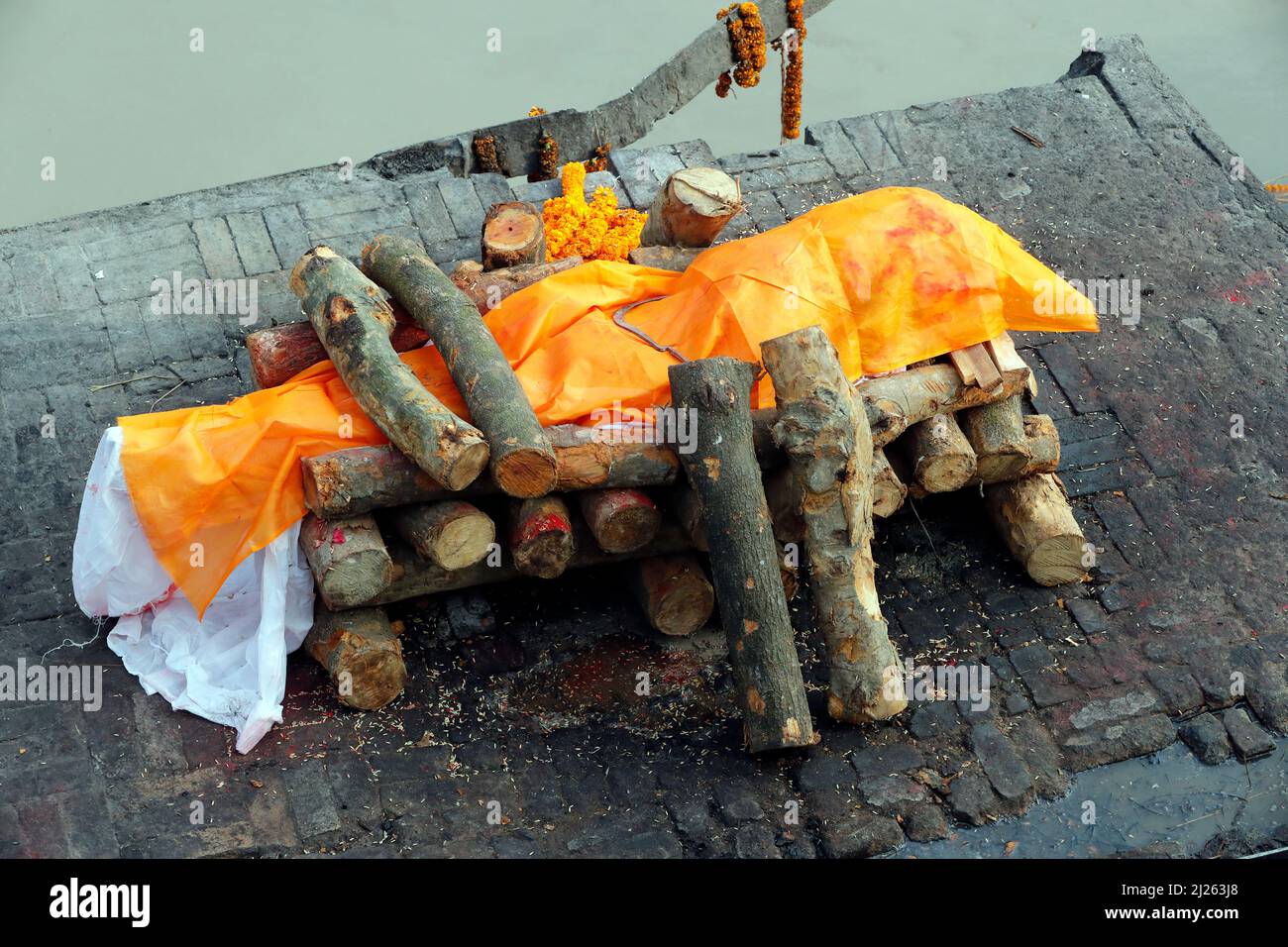 Arya Ghat cremation pyres, Hindu pilgrimage and cremation site ...