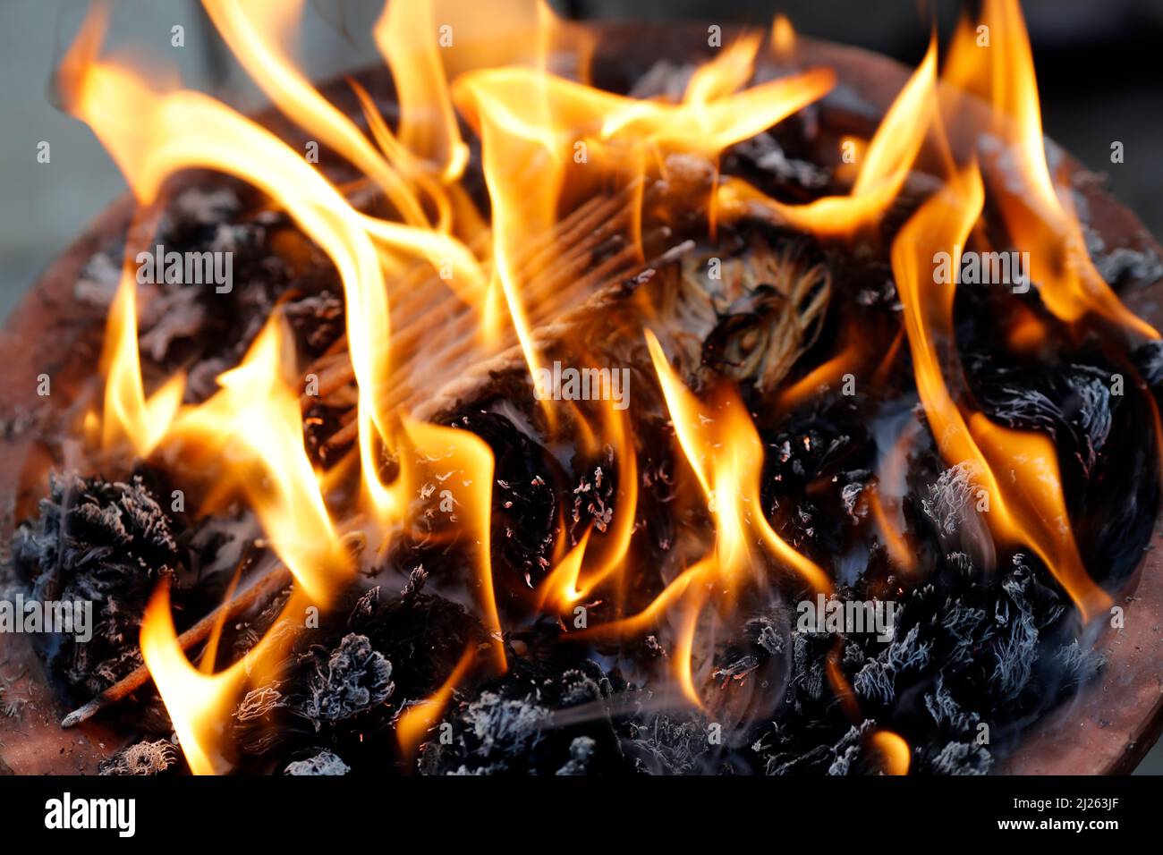 Ganesh fire ritual at Durbar Square Stock Photo - Alamy