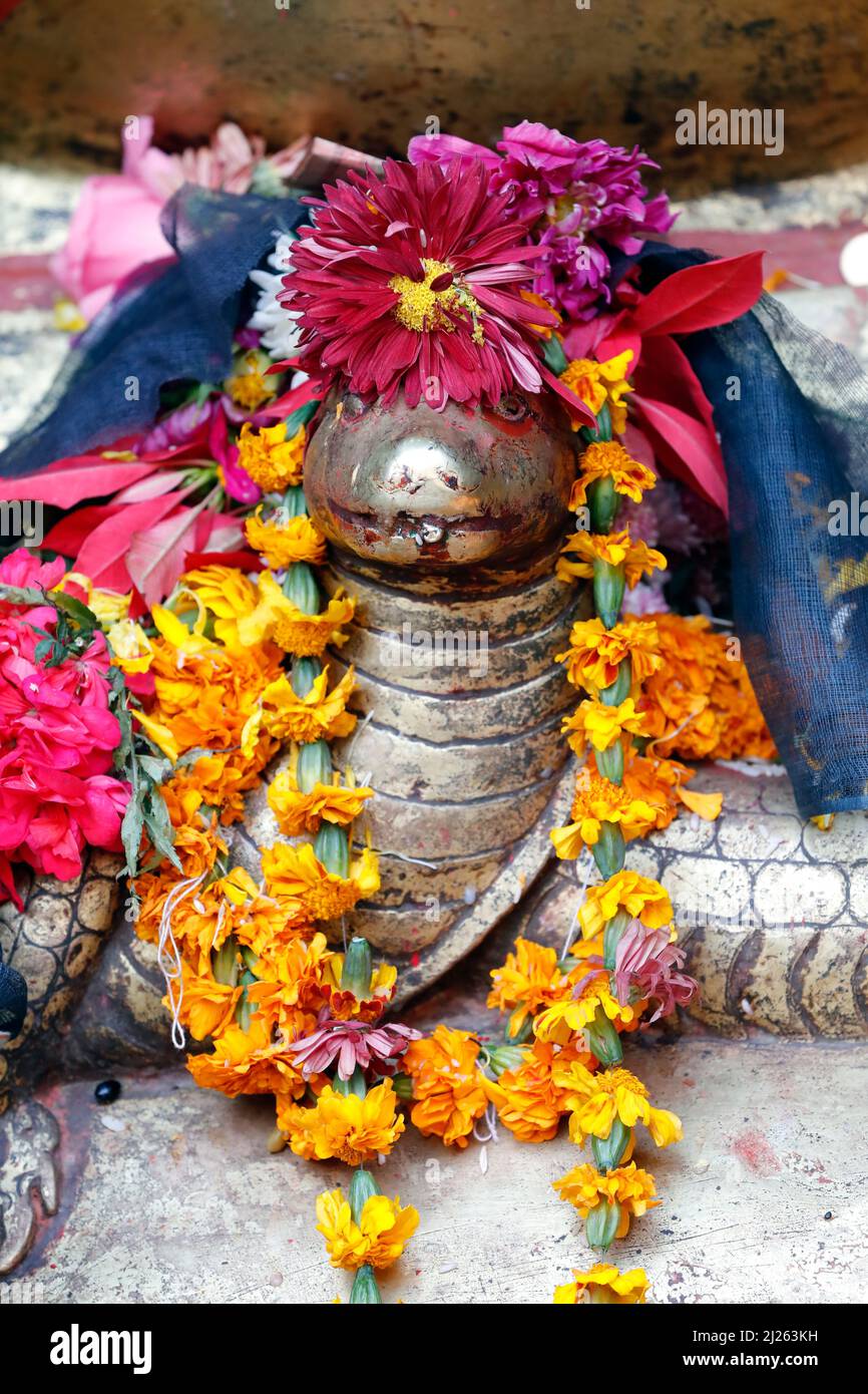 God Kala Bhairava at Basantapur Durbar Square. Close up of snake Stock ...