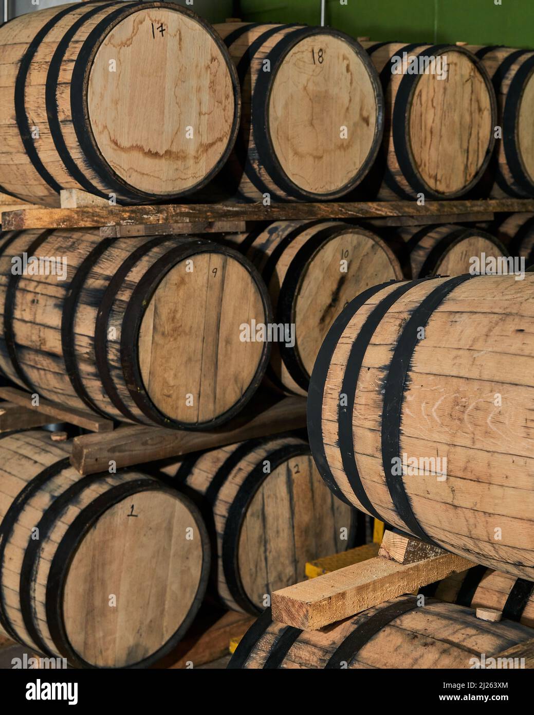 Oak wood barrels for tequila maturation industry concept Stock Photo ...