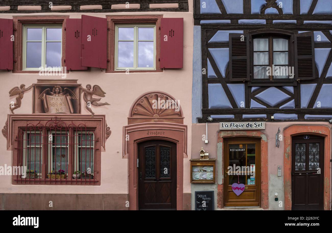 Old and colorful facade in Comar Stock Photo - Alamy