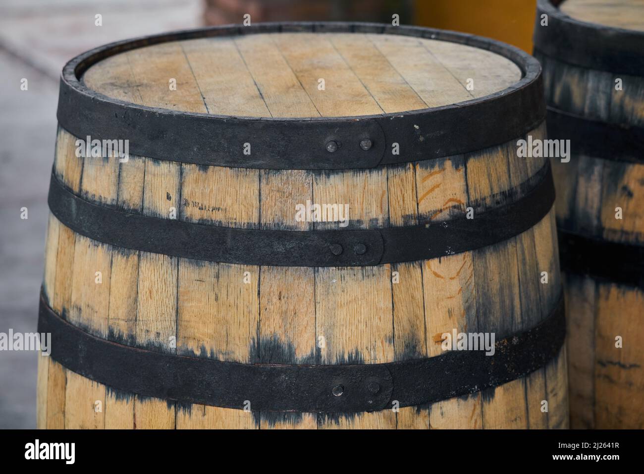 Oak wood barrels for tequila maturation industry concept Stock Photo ...