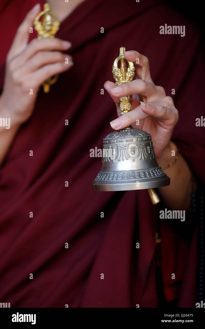 Pema Osel Ling Monastery. Buddhist monk in a llama dress. The monk ...