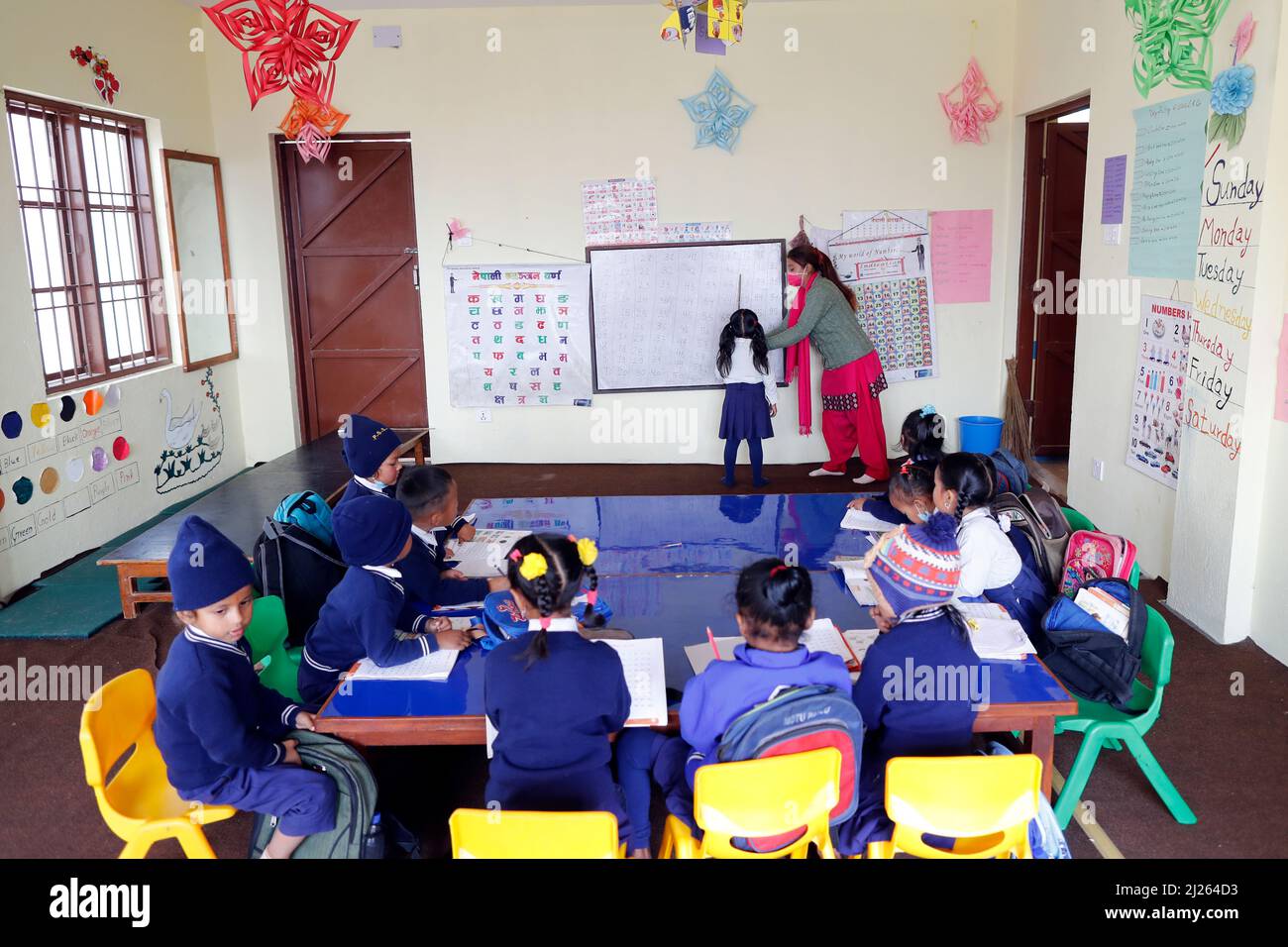Primary school in Nepal. Class room Stock Photo - Alamy