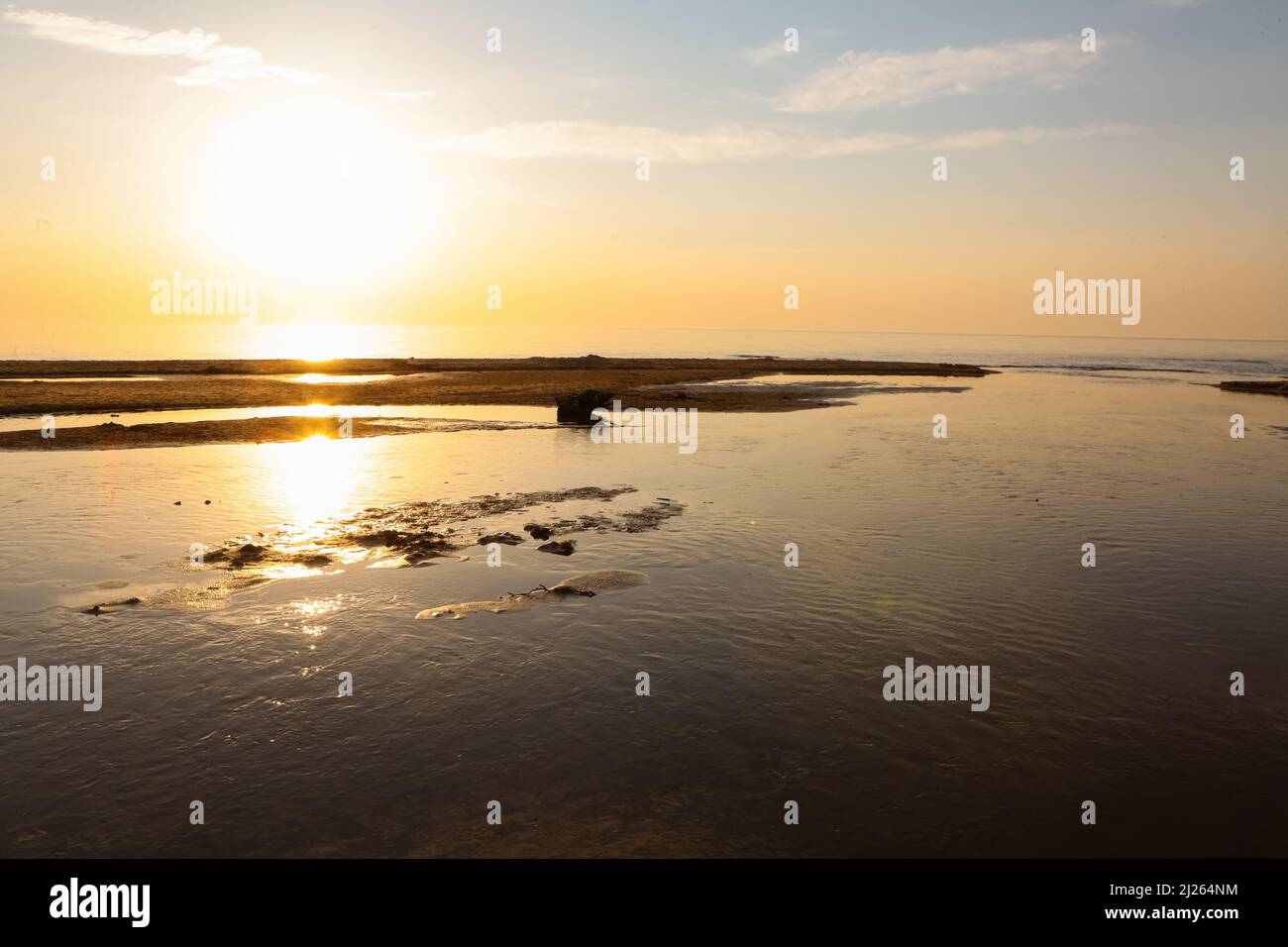 Sunset at the beach Saulkrasti located near the Latvian capital Riga ...