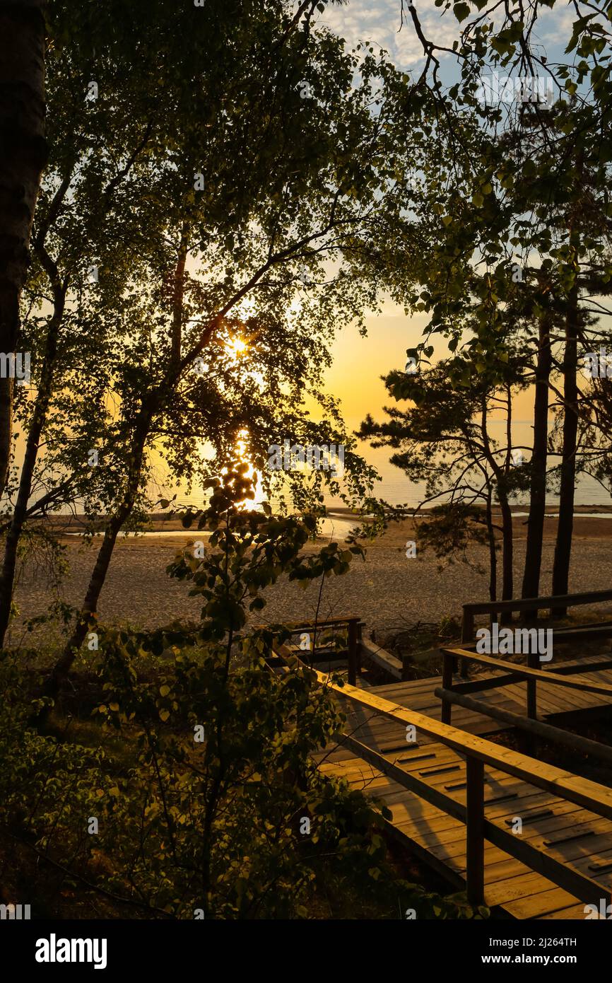 Sunset at the beach Saulkrasti located near the Latvian capital Riga ...