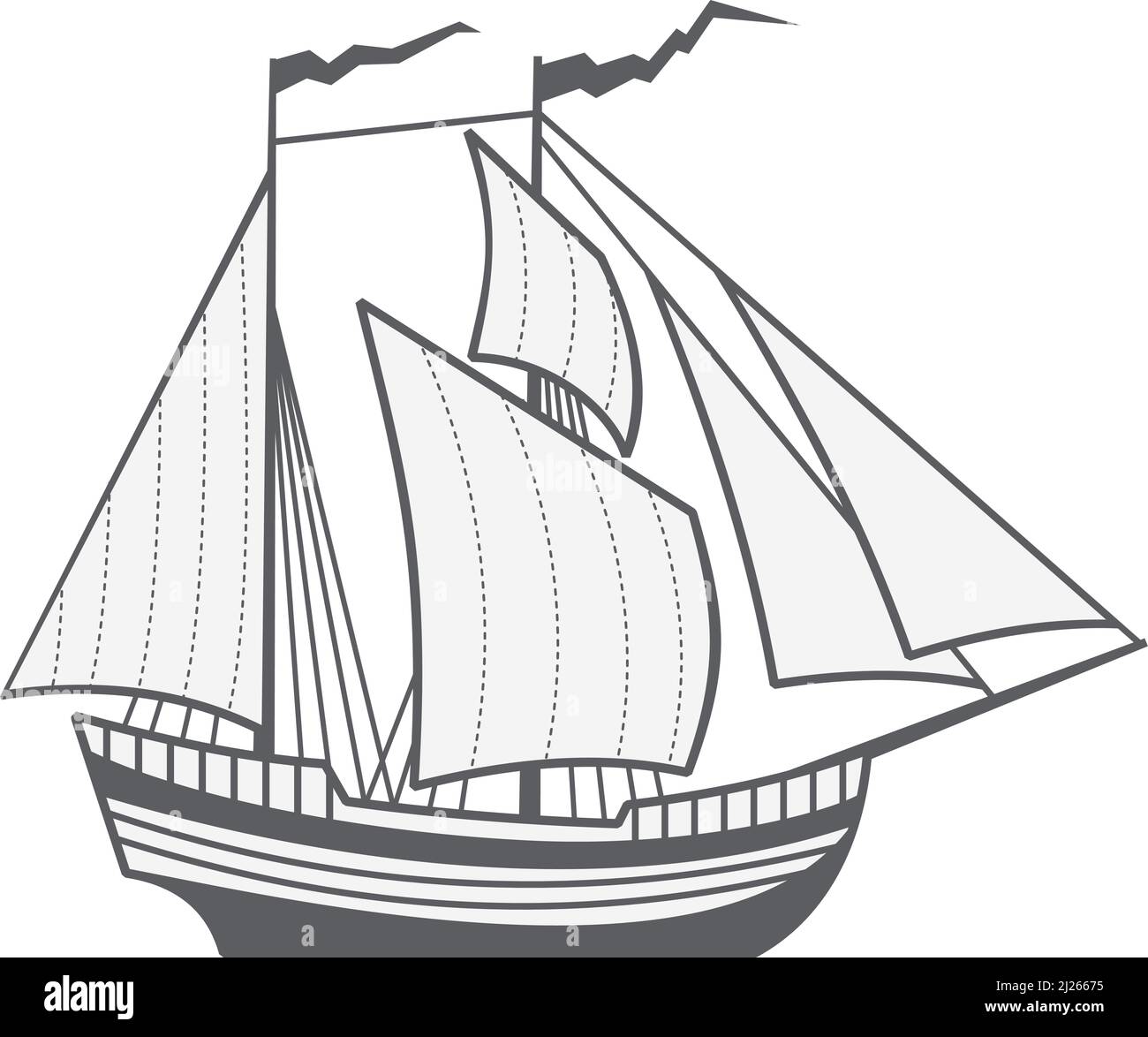 Old sailing ship. Brigantine icon. Pirate galleon Stock Vector Image ...
