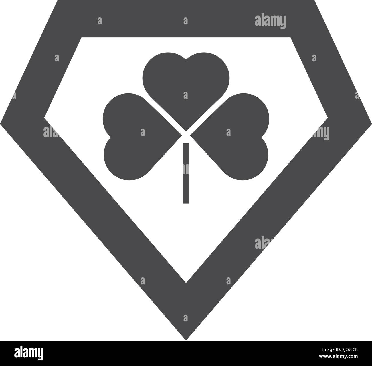 Shield with clover icon. Black superhero emblem symbol Stock Vector ...