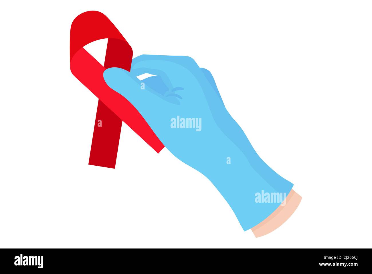 Vector cartoon illustration of a doctor's hand in a blue glove holding ...