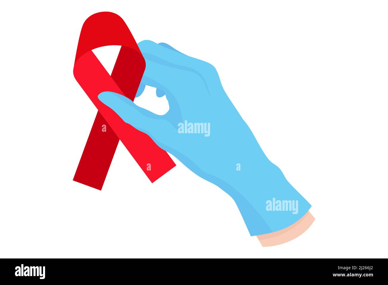 Vector cartoon illustration of a doctor's hand in a blue glove holding ...