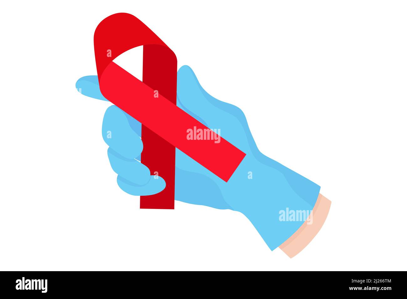 Vector cartoon illustration of a doctor's hand in a blue glove holding ...