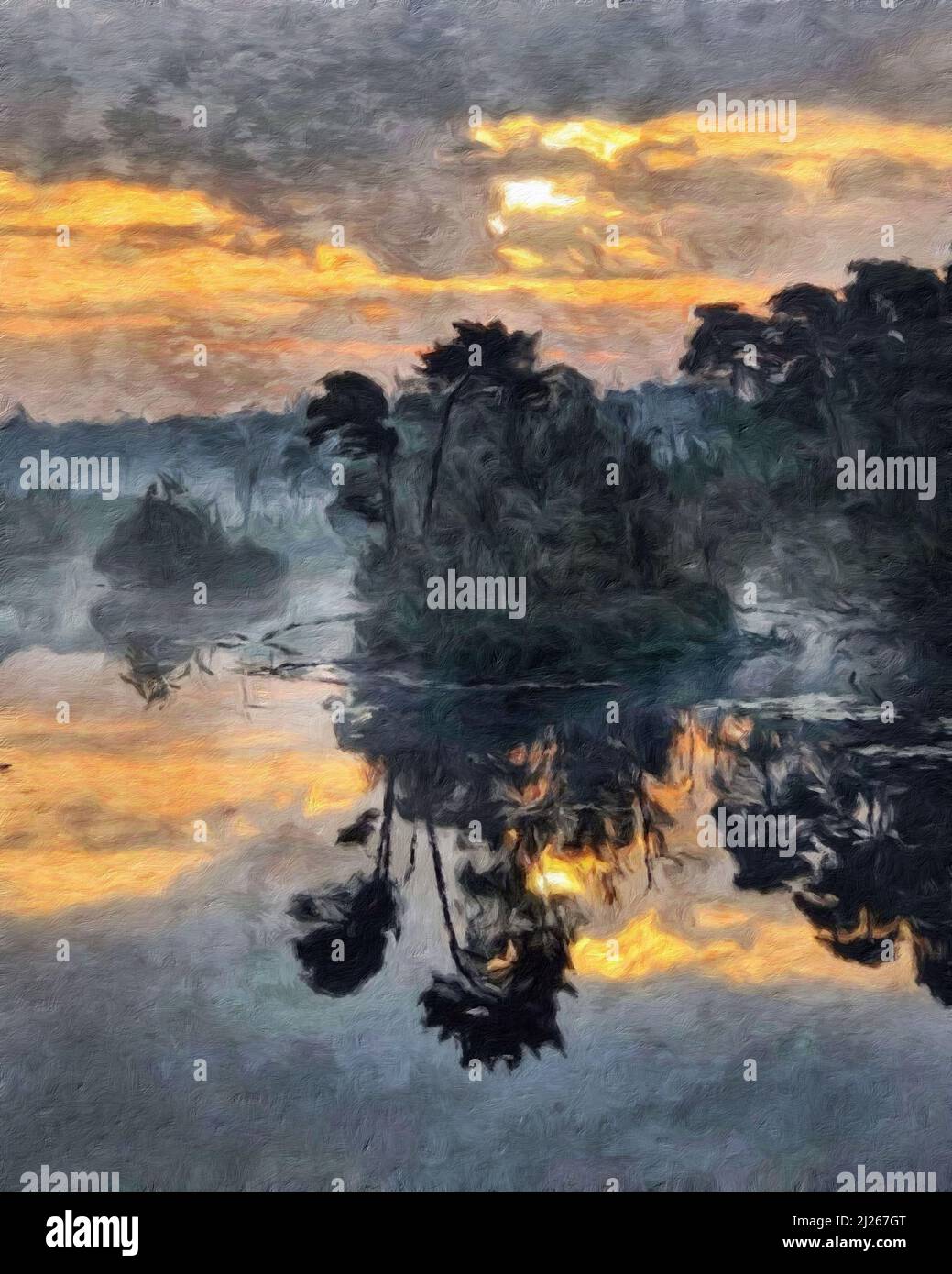 Watercolor and oil painting nature landscape, famous travel and ...