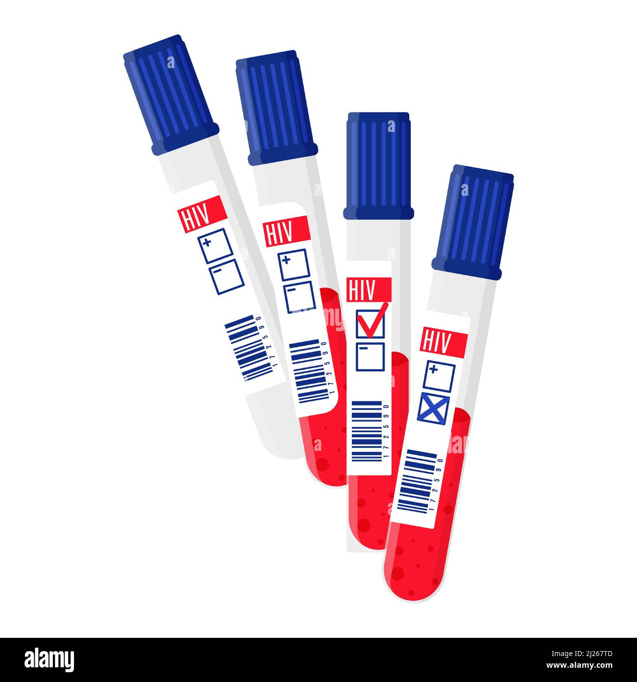 Vector cartoon test tubes with blood testing for HIV. Empty tube ...