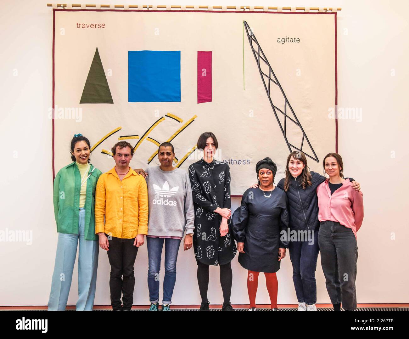 London UK 29.March 2022 L to R Amal Khalaf, Curator, Rory Oilgrim ...