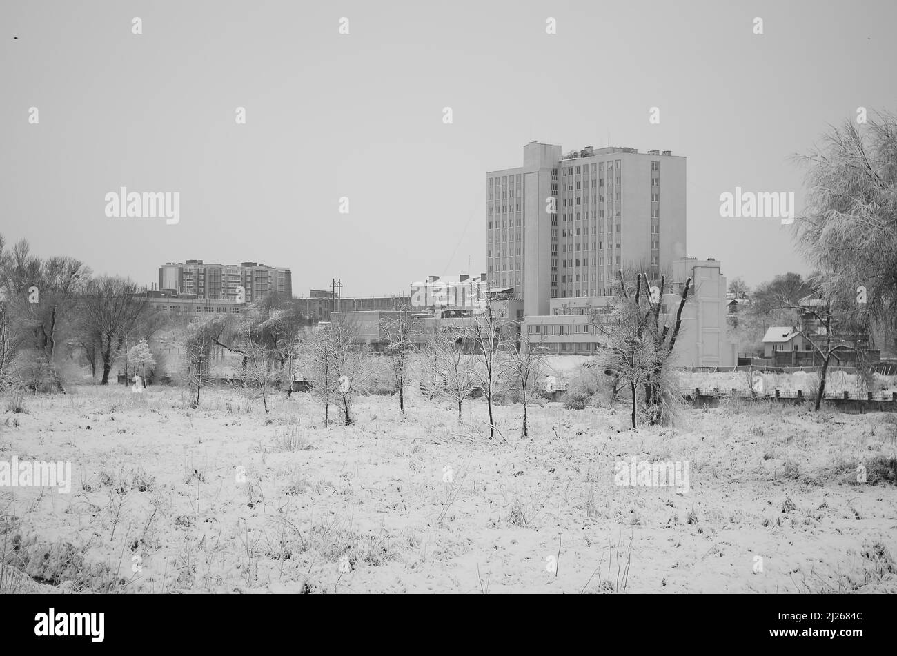Fresh snow cover Black and White Stock Photos & Images - Alamy