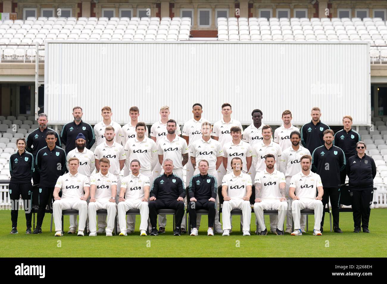 The Surrey squad pose for a team photograph during a photocall at the ...