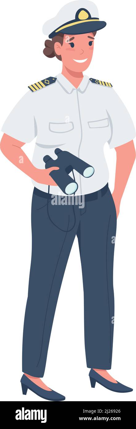 Female cruise ship captain semi flat color vector character Stock ...
