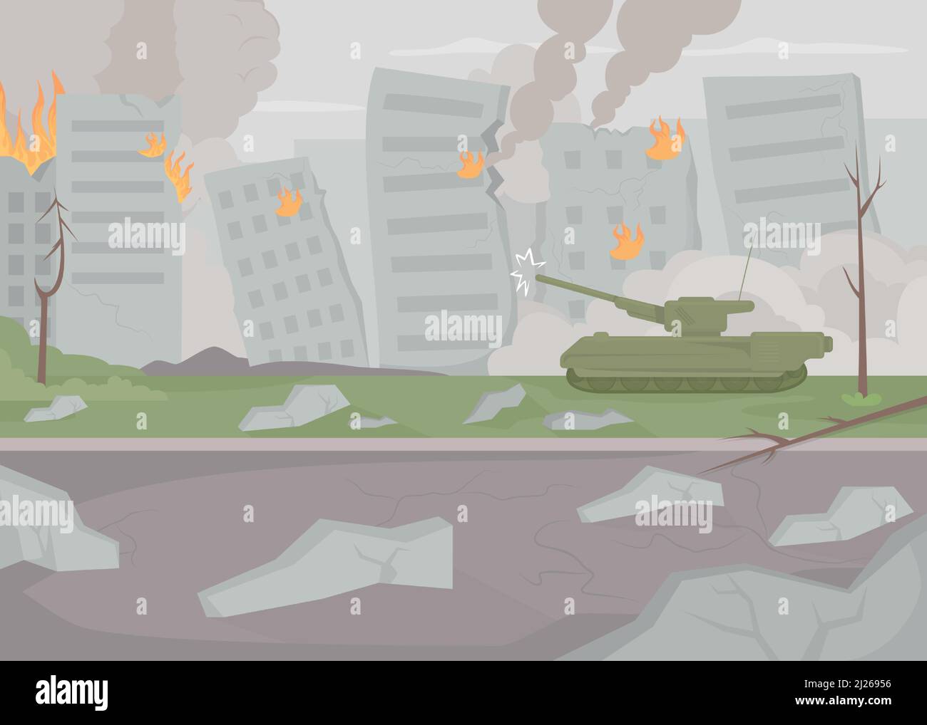 Battle scene flat color vector illustration Stock Vector Image & Art ...