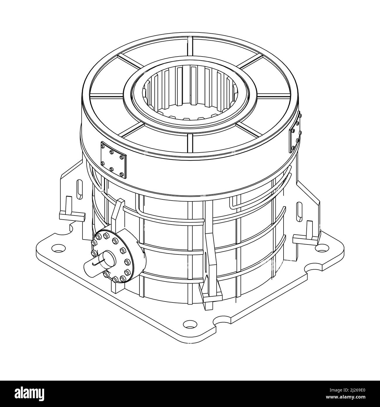 Reducer outline from black lines isolated on white background. Isometric view. Vector ...