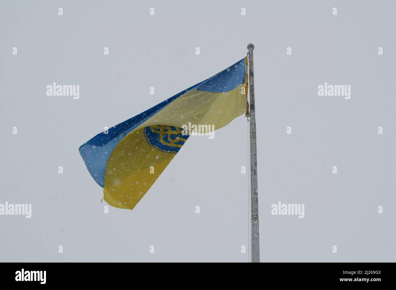 National yellow-blue flag of Ukraine Stock Photo - Alamy